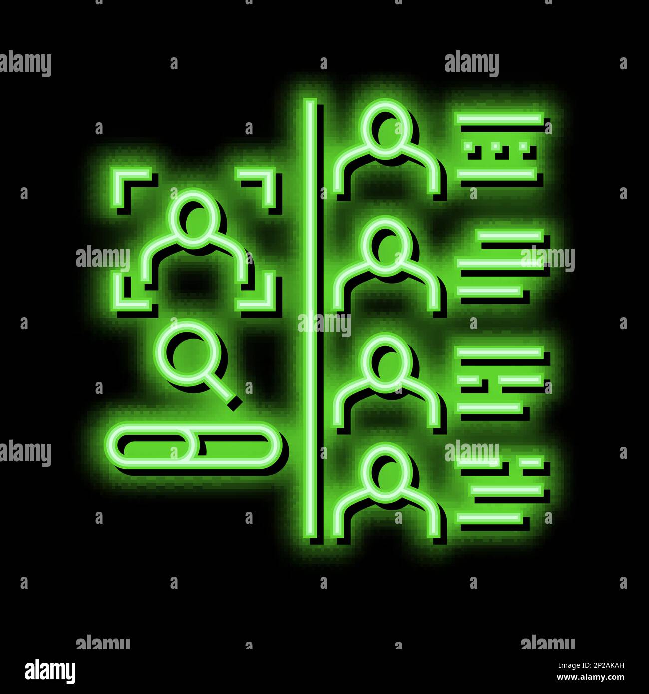 researching people with face id for access neon glow icon illustration ...