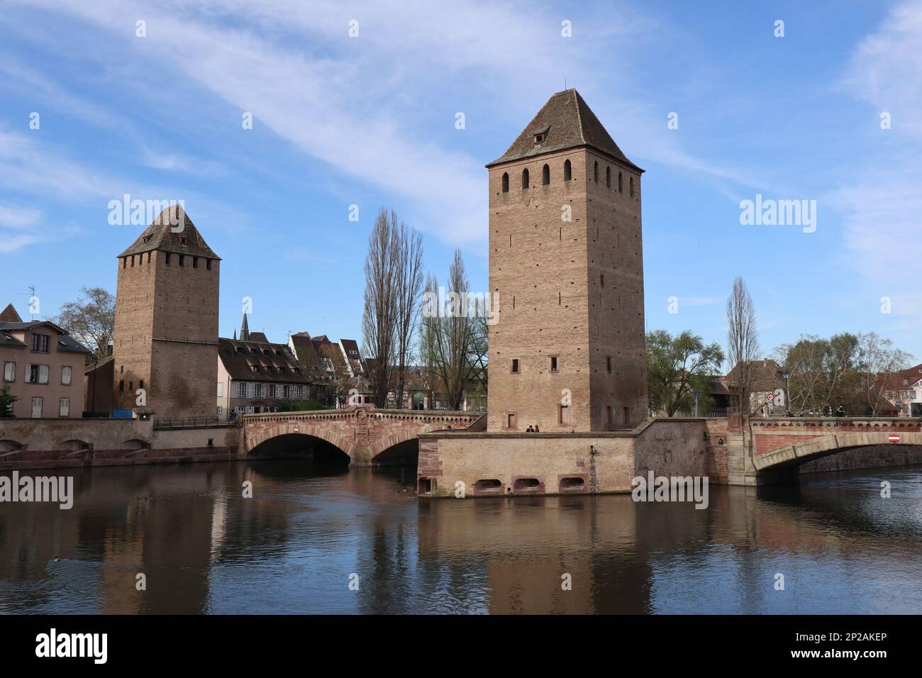 The medieval bridge Ponts Couverts in Strasbourg, France Stock Photo ...