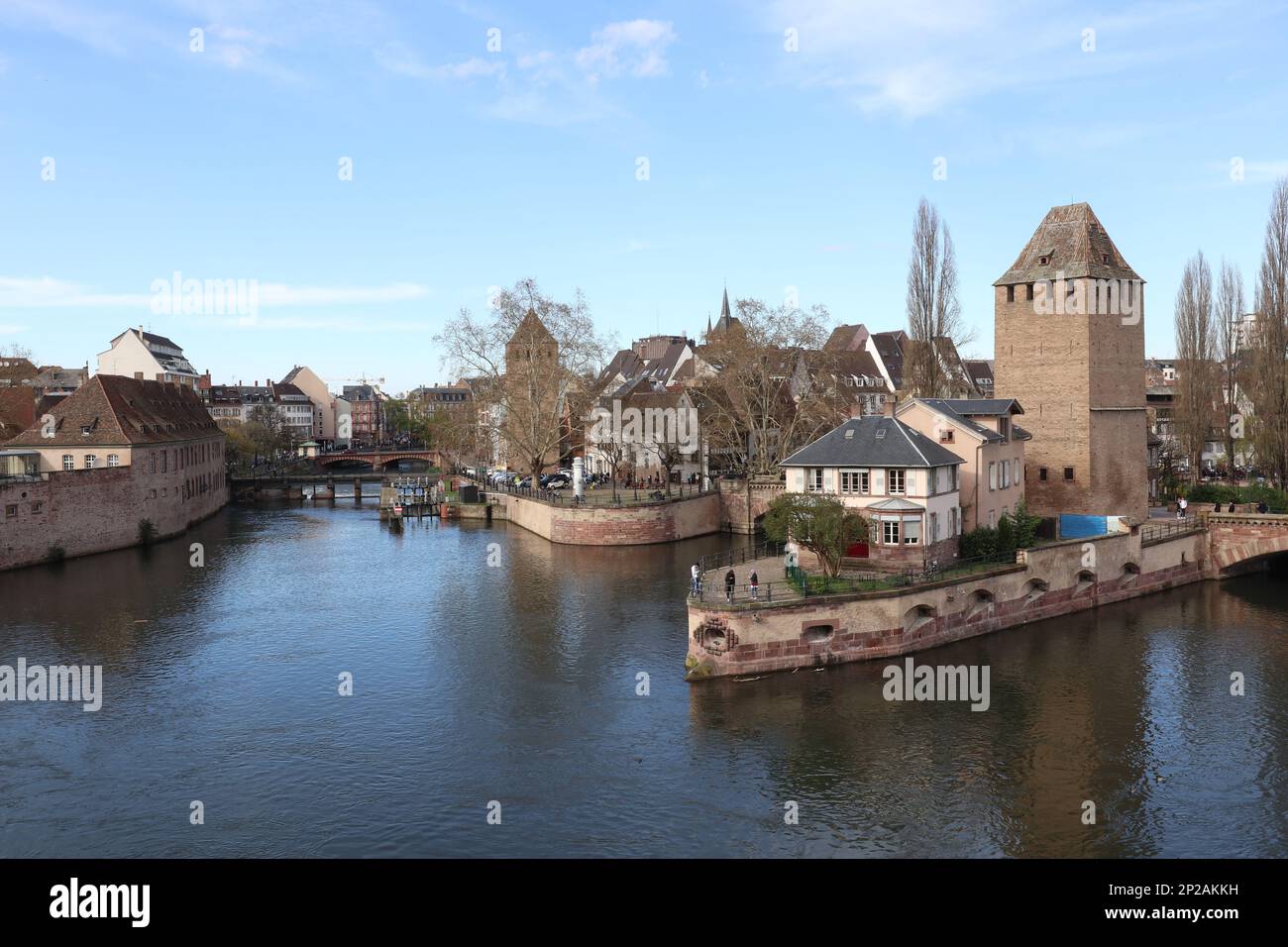 The medieval bridge Ponts Couverts in Strasbourg, France Stock Photo ...