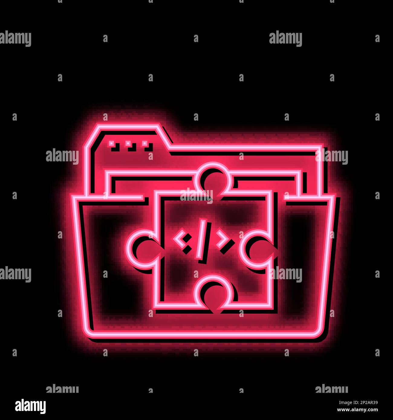 folder with program code files neon glow icon illustration Stock Vector ...