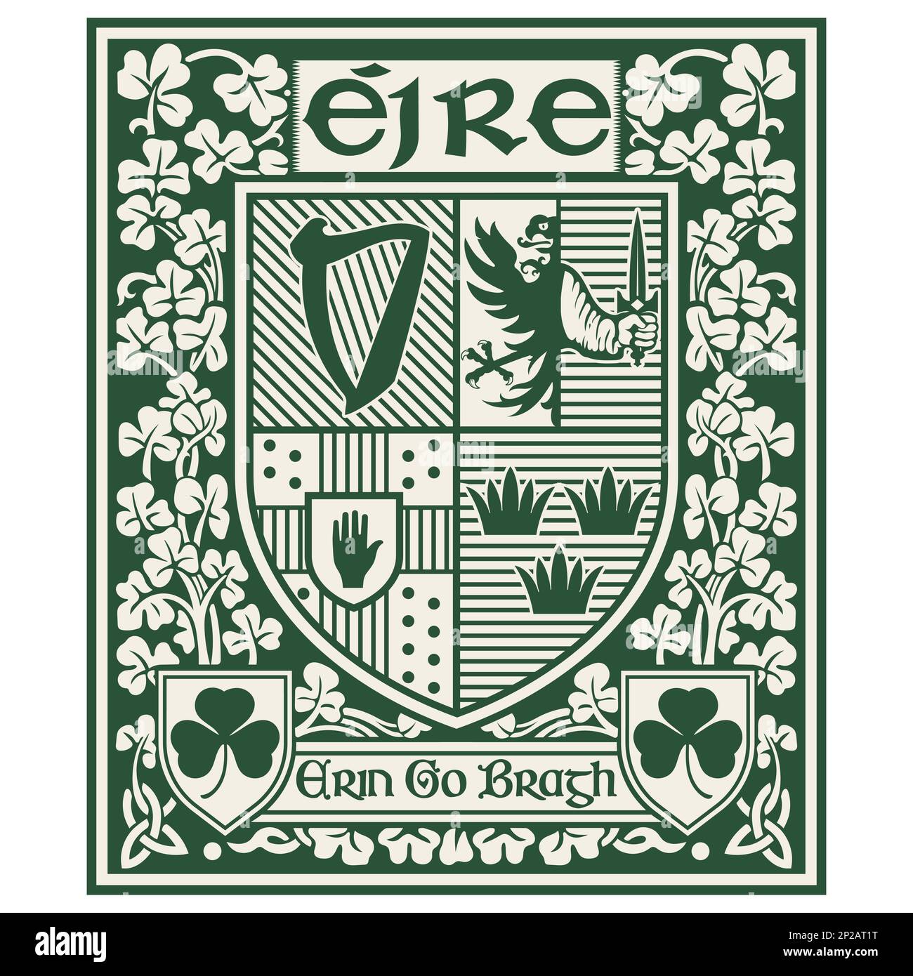 Irish Celtic design in vintage, retro style. Irish design with coat of ...