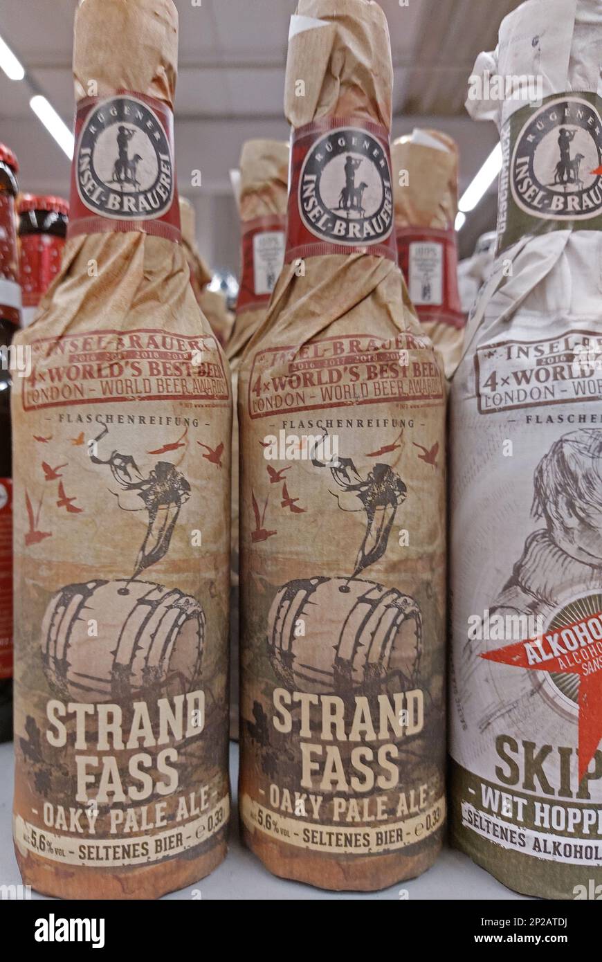 Island Brewery Strand Barrel oaky Pale Ale bottles in a supermarket ...
