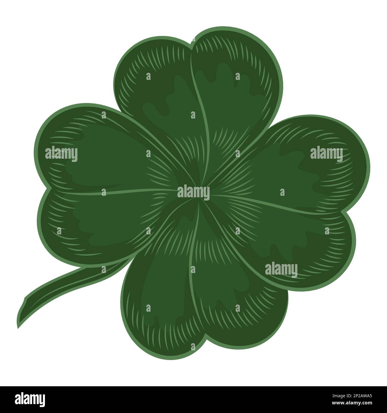 Four-leaf clover in vintage, retro style. Irish symbol for the feast of ...