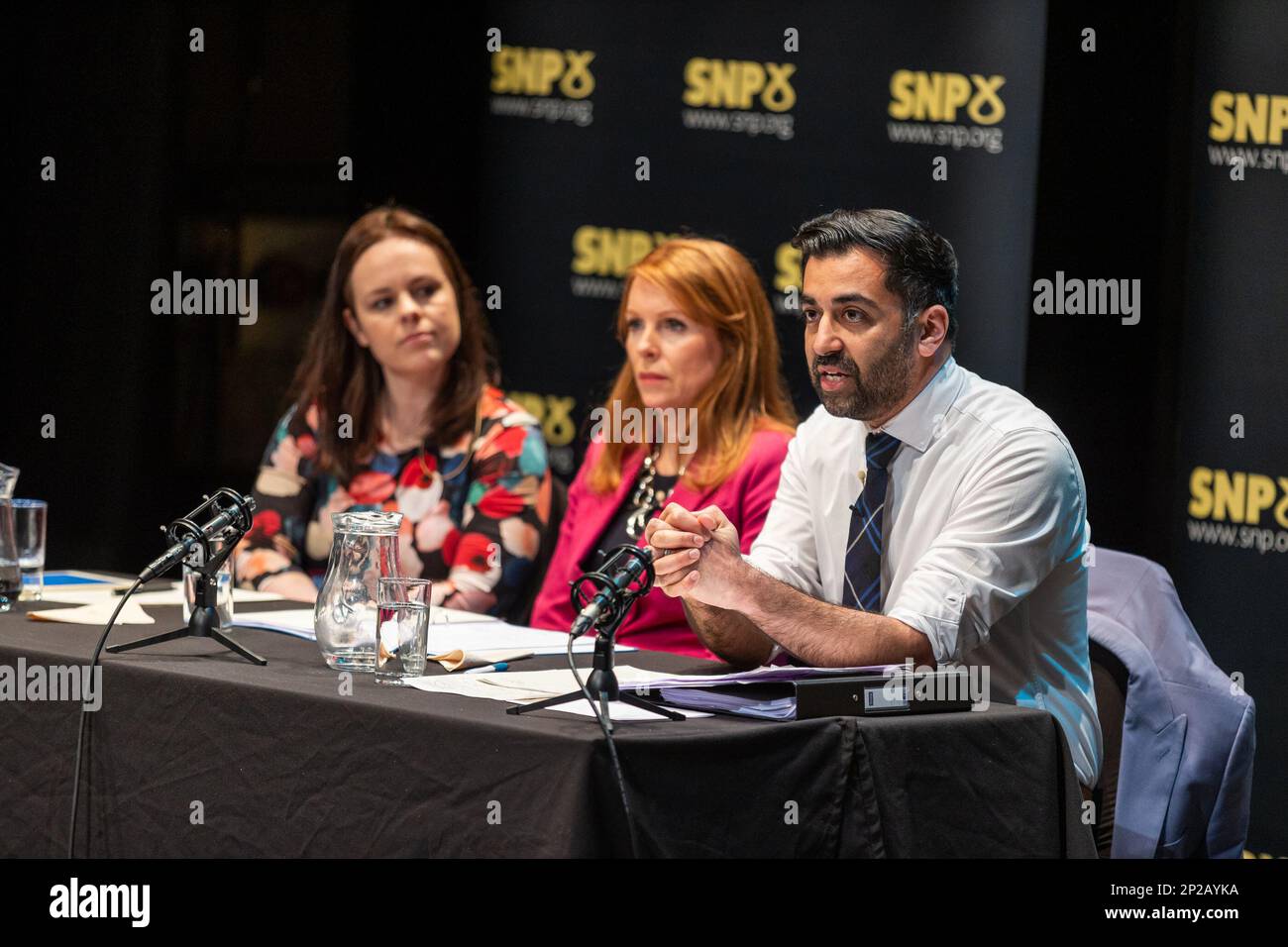 (left to right) Kate Forbes, Ash Regan and Humza Yousaf taking part in ...