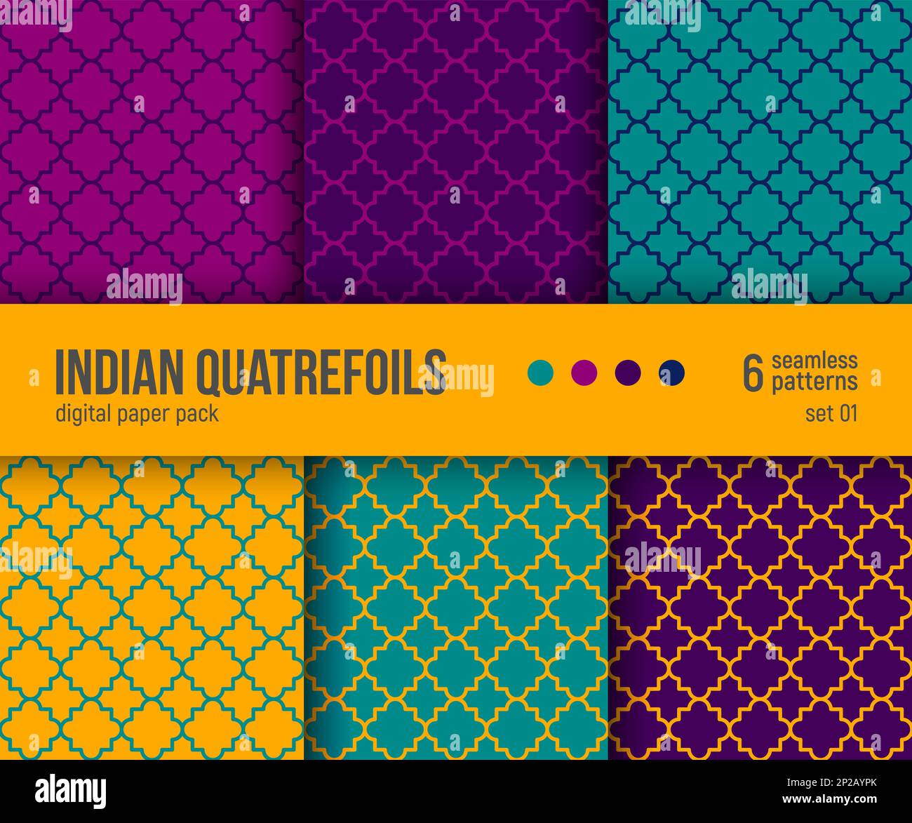 Digital paper pack, set of 6 abstract seamless patterns. Abstract ...