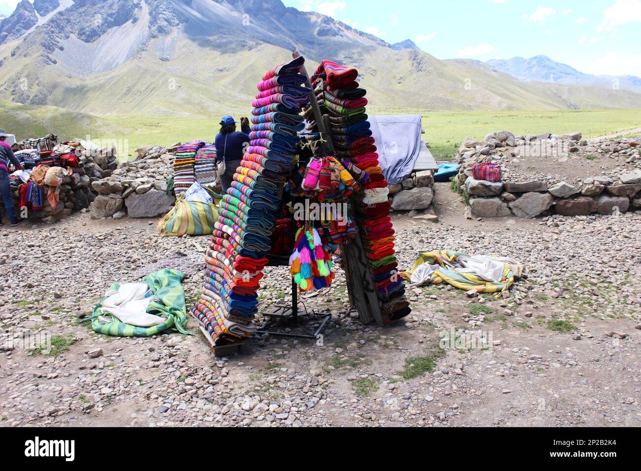 Colorful market stall in the Andes, Peru Stock Photo - Alamy