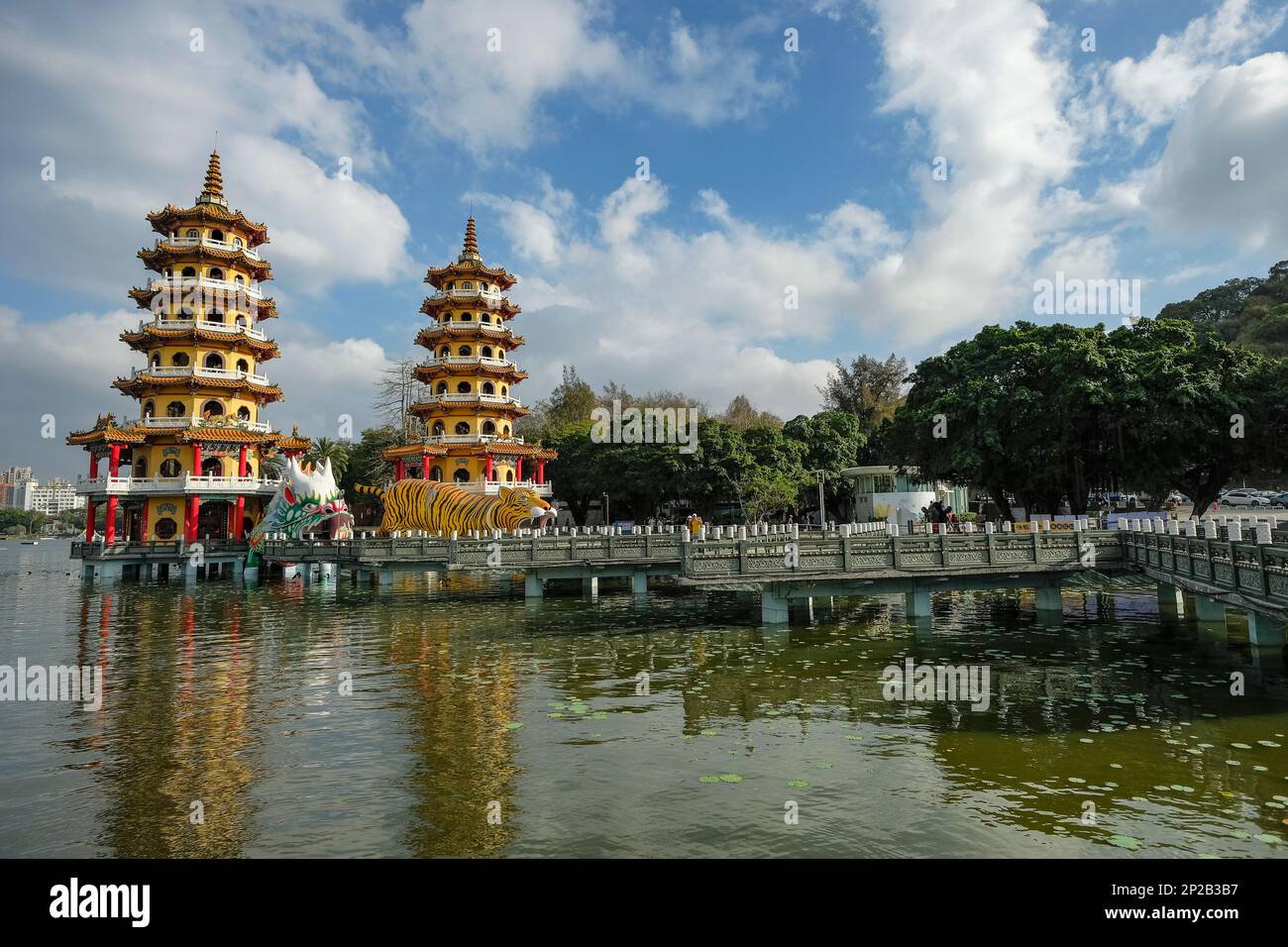 Kaohsiung, Taiwan - February 9, 2023: Dragon and Tiger Pagodas is a ...