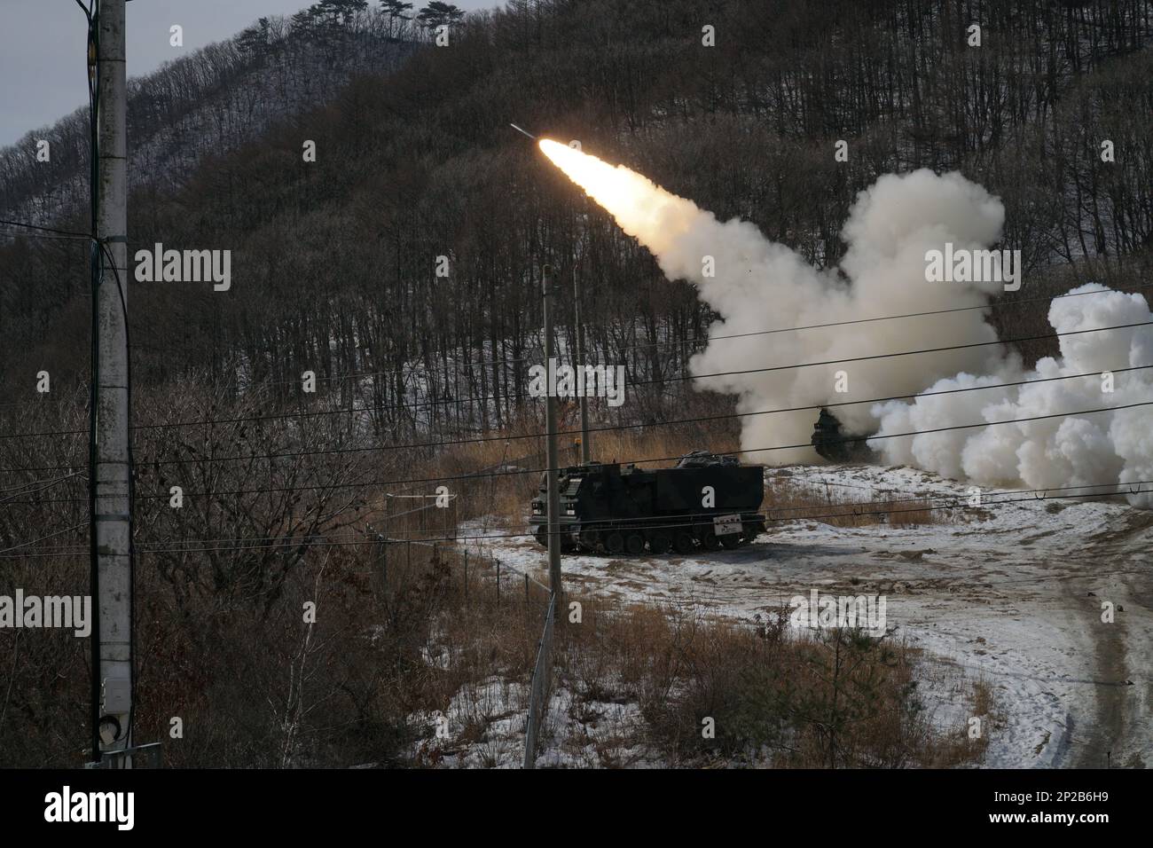 CHOERWON, South Korea - A M270A1 MLRS rocket launcher assigned to 210th ...