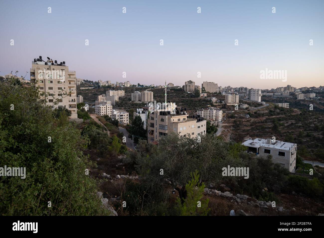 Dark Panoramic View of Ramallah, Palestinian Capital City Made of White ...