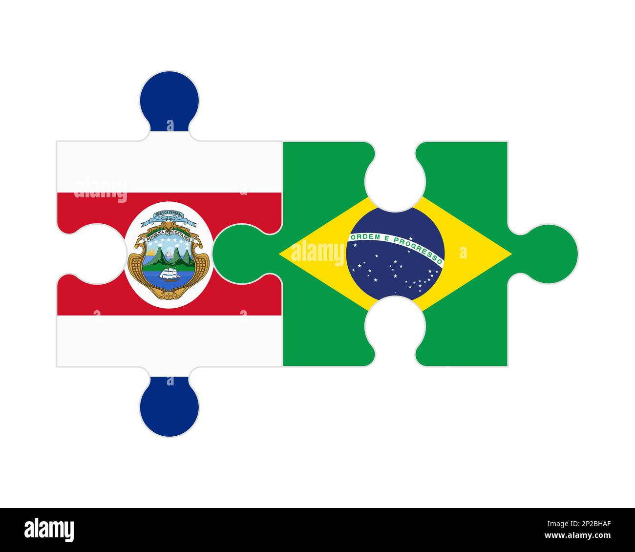 Connected puzzle of flags of Costa Rica and Brazil, vector Stock Vector ...