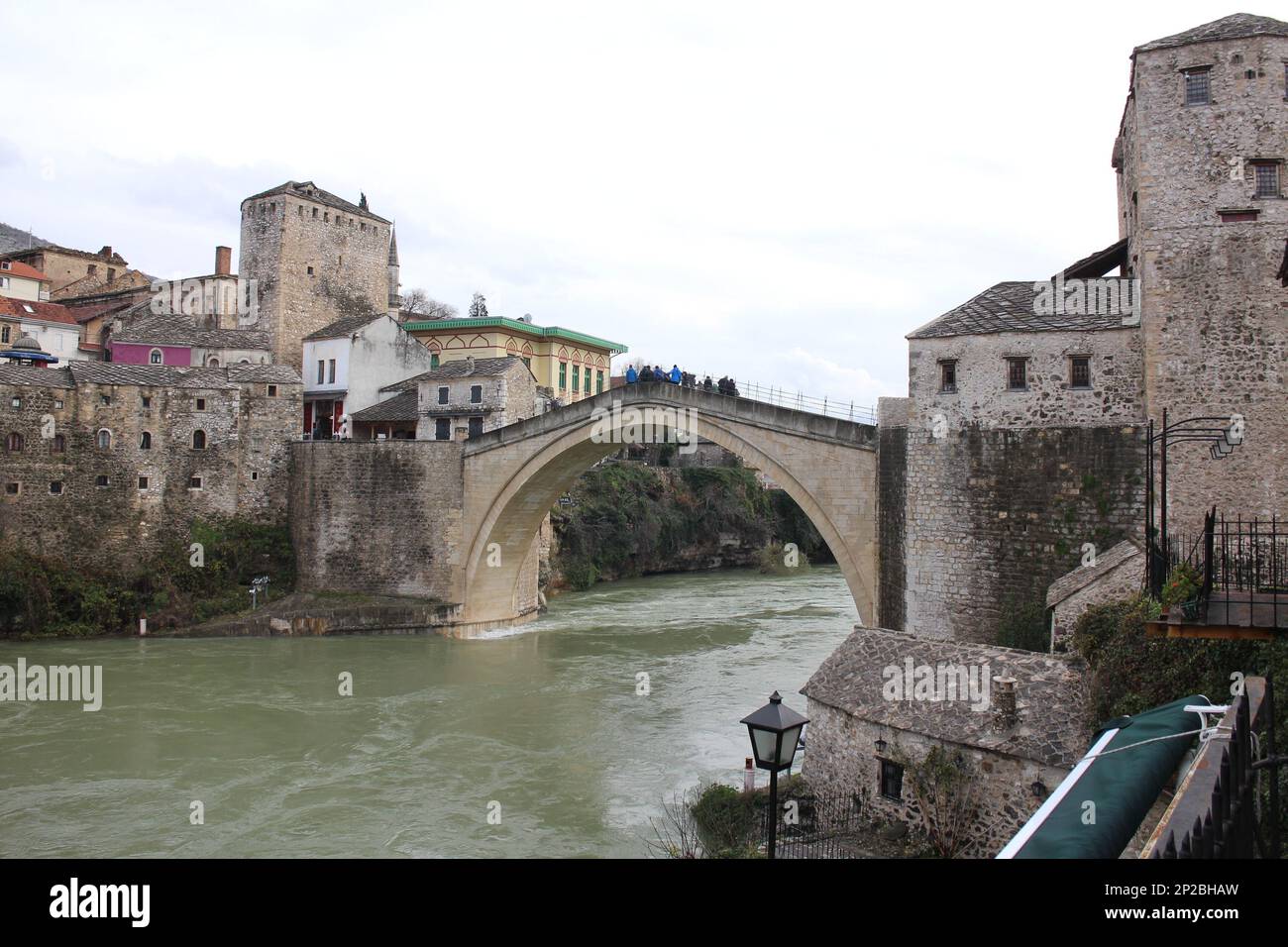Old town with the Stari Most (Old Bridge) in Mostar, Bosnia and ...
