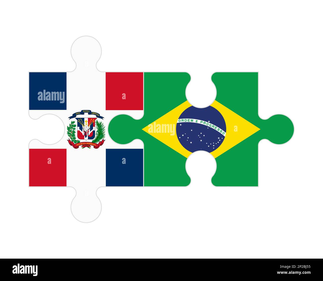 Connected puzzle of flags of Dominican Republic and Brazil, vector ...