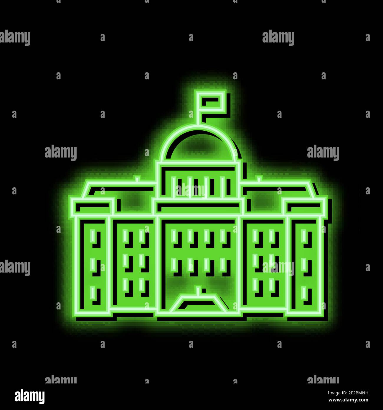 government building neon glow icon illustration Stock Vector Image ...