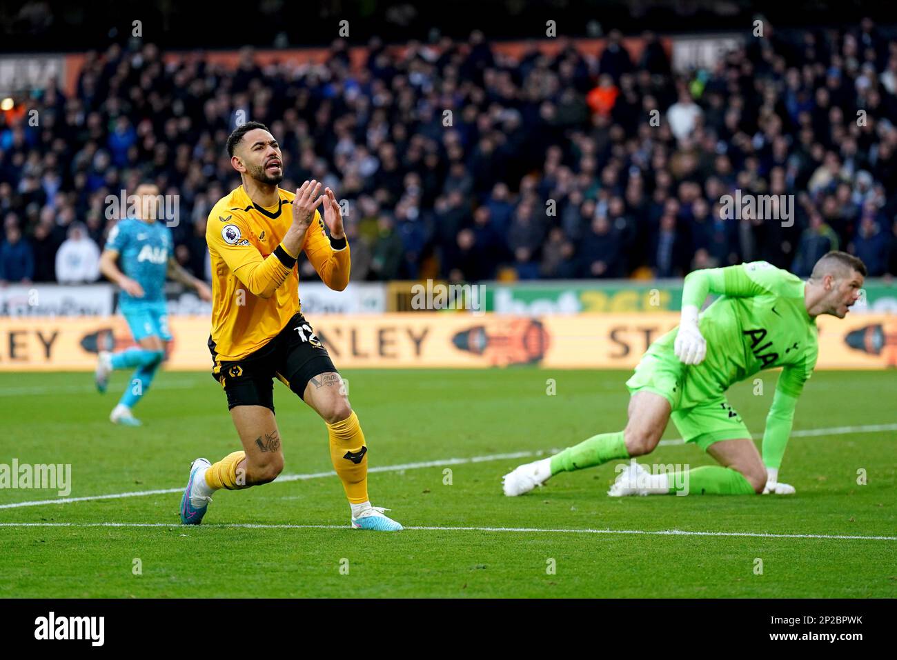 Wolverhampton Wanderers' Matheus Cunha rues a missed chance during the ...
