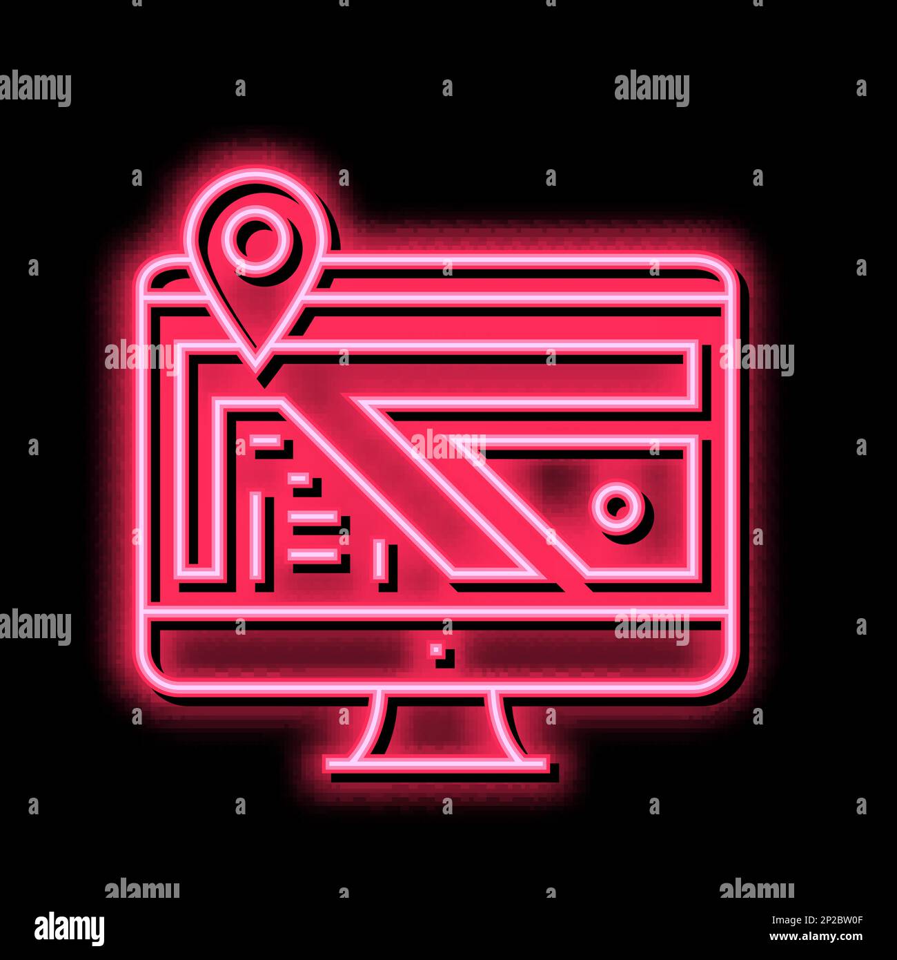 computer monitor map location neon glow icon illustration Stock Vector ...