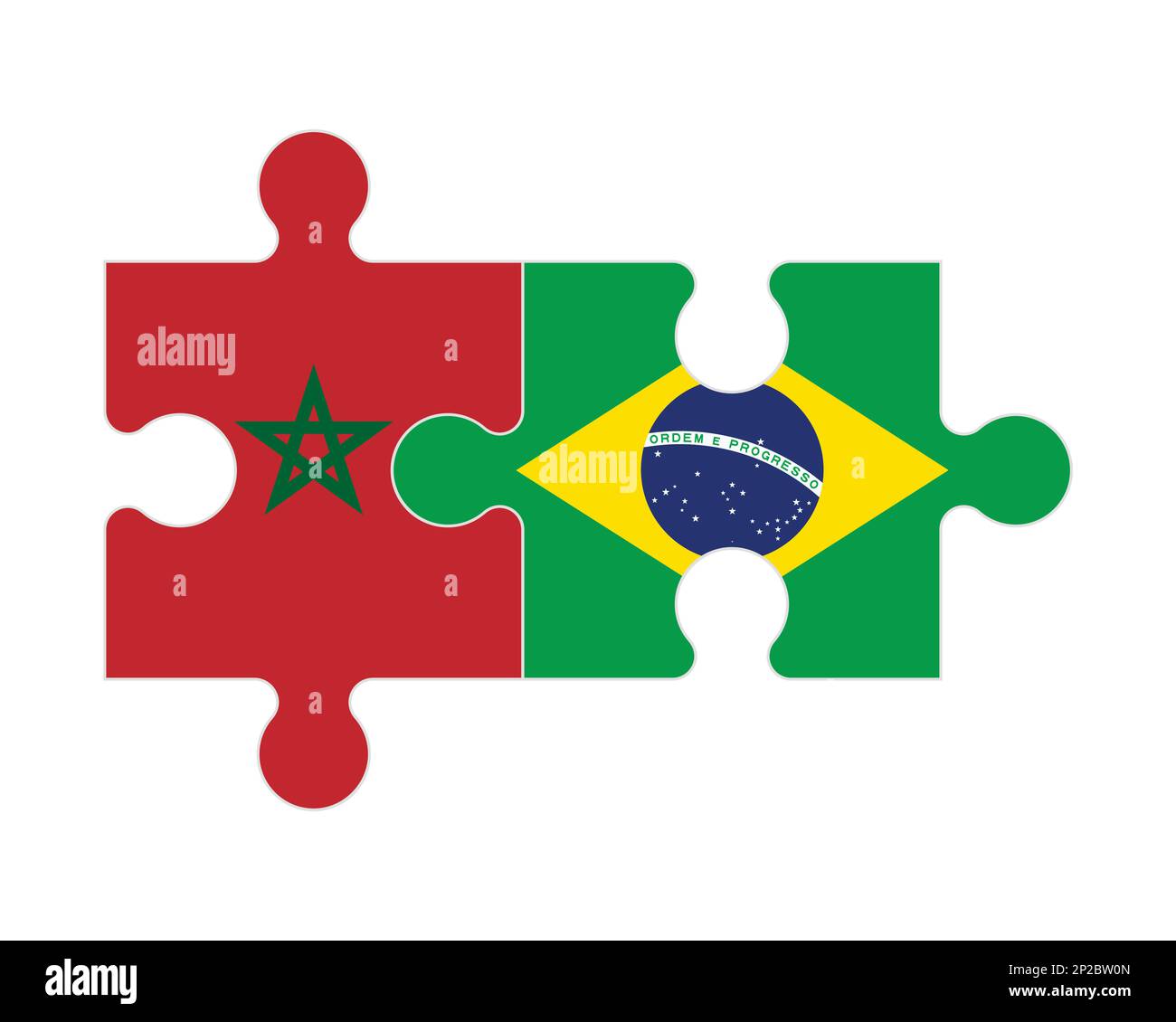 Connected puzzle of flags of Morocco and Brazil, vector Stock Vector ...