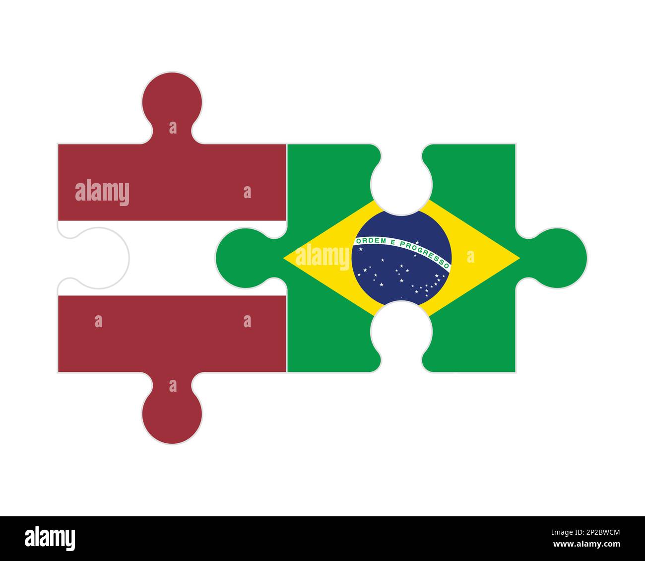 Connected puzzle of flags of Latvia and Brazil, vector Stock Vector ...