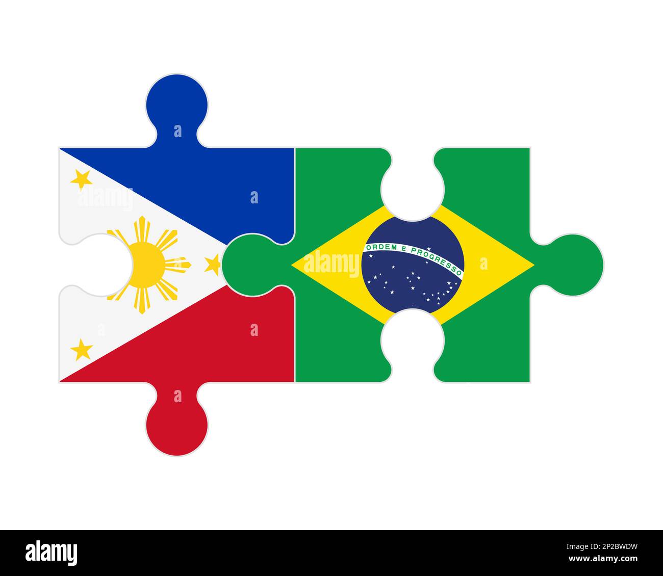 Connected puzzle of flags of Philippines and Brazil, vector Stock ...
