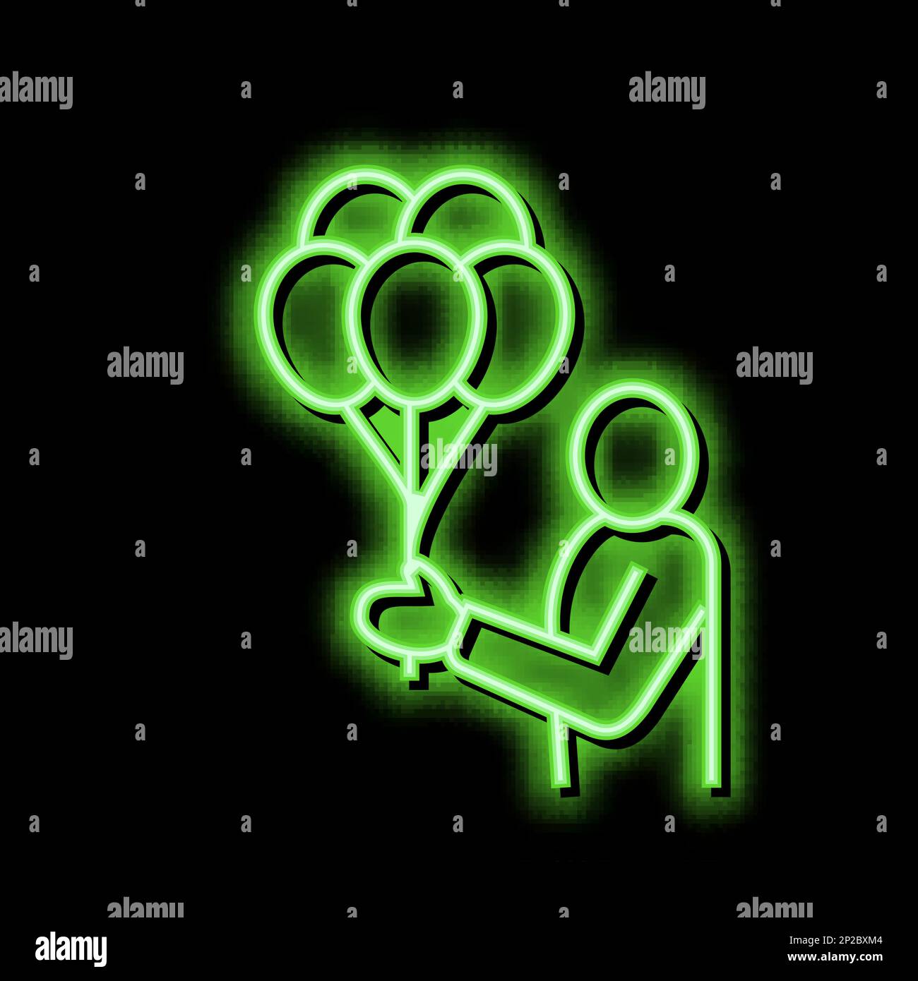gift balloon holding human neon glow icon illustration Stock Vector ...