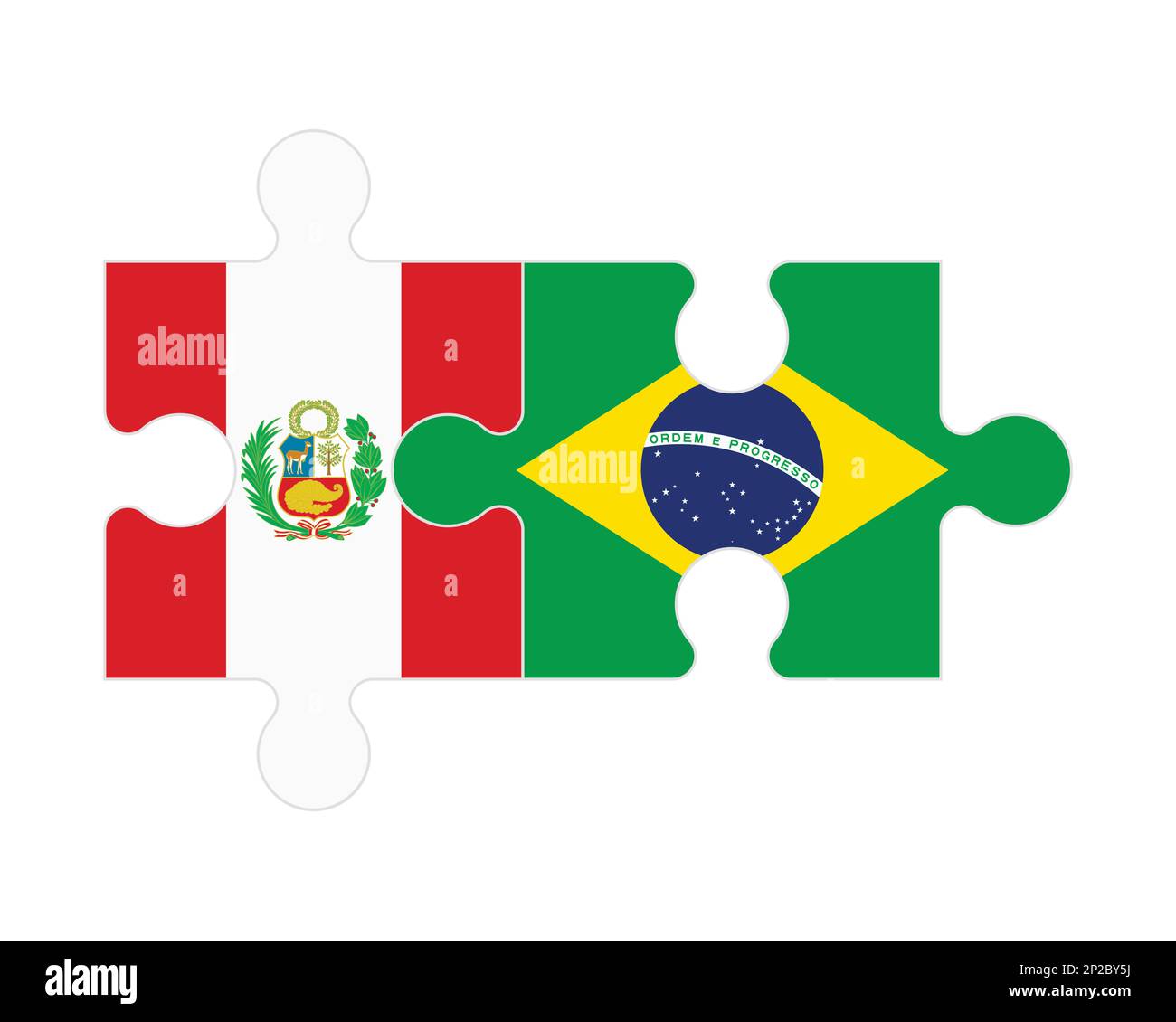Connected puzzle of flags of Peru and Brazil, vector Stock Vector Image ...