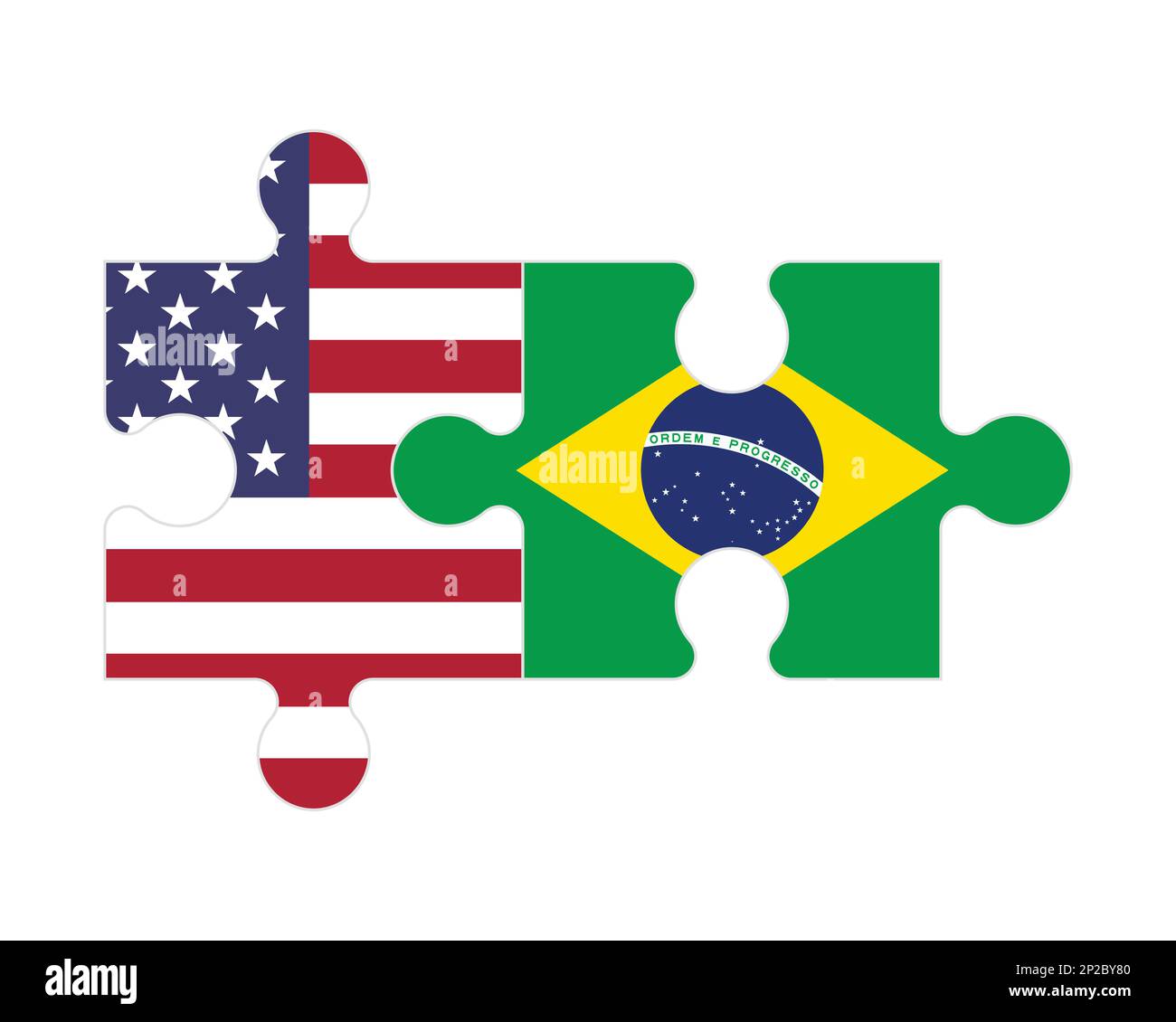 Connected puzzle of flags of US and Brazil, vector Stock Vector Image ...