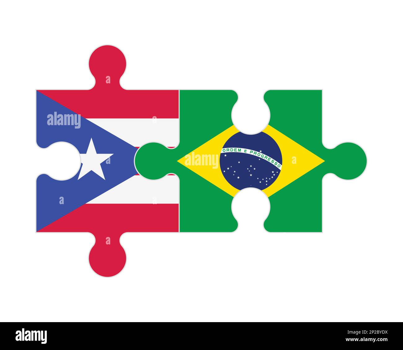 Connected puzzle of flags of Puerto Rico and Brazil, vector Stock ...