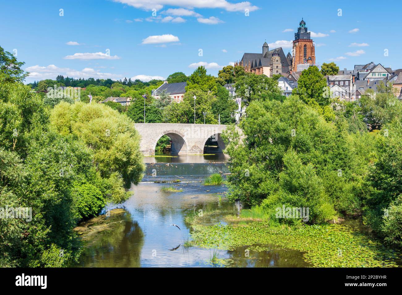 Wetzlar: Cathedral, river Lahn, Old Lahn Bridge and Old Town in Lahntal ...
