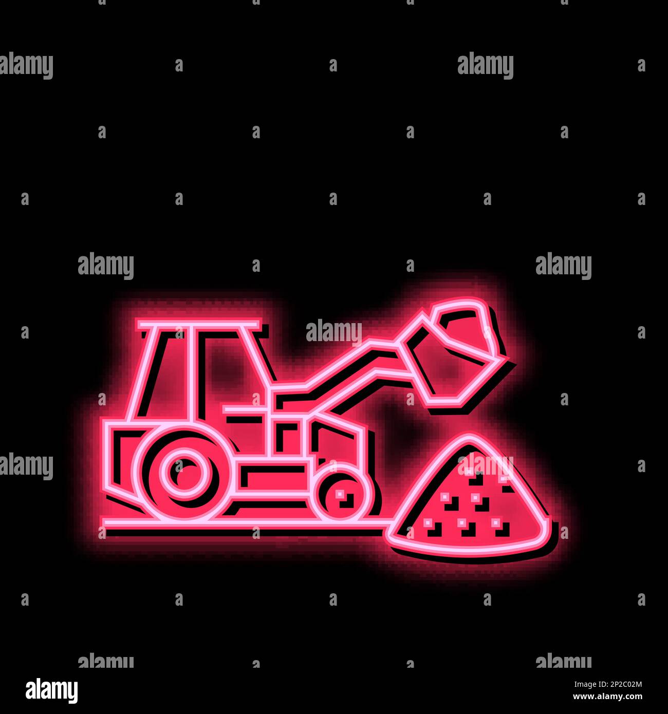 tractor stone gravel loading machine neon glow icon illustration Stock ...