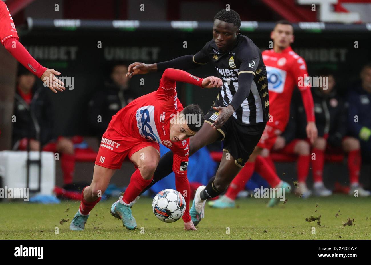 Kortrijk's Kadri Abdelkahar and Charleroi's Youssouph Badji fight for ...