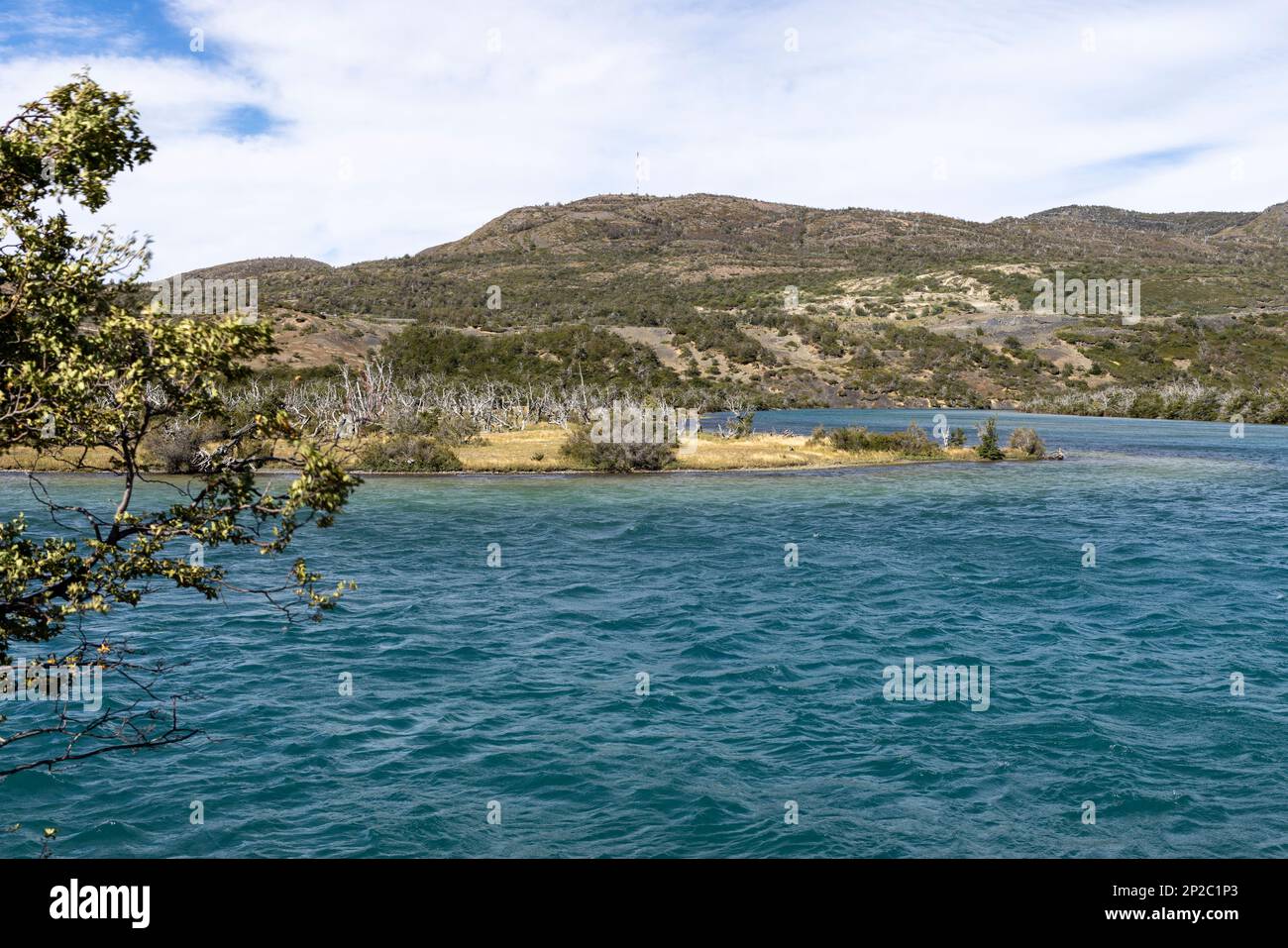 Serrano River with crystal clear blue water at Torres del Paine ...