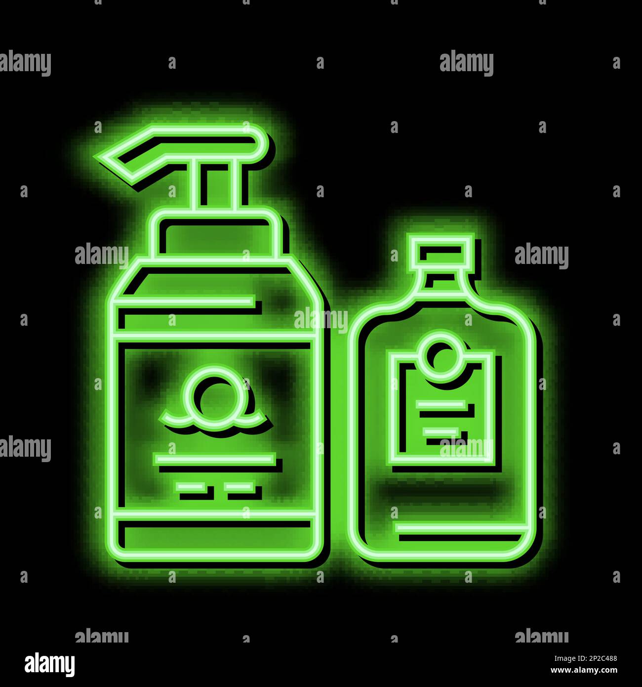 soap and lotion containers neon glow icon illustration Stock Vector ...