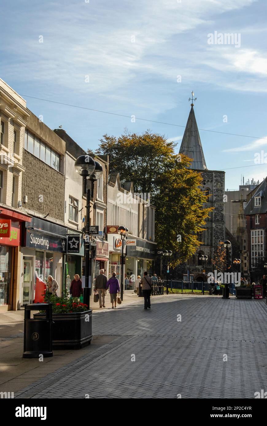 Main pedestrain shopping street in Dover, Kent, Britan Stock Photo - Alamy