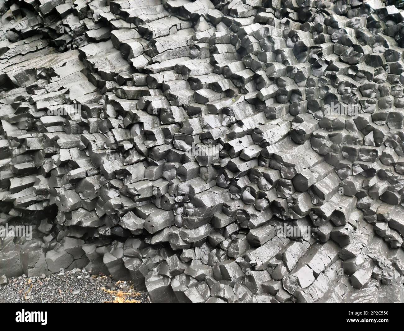 Amazing basalt rock structures at Endless Black Beach of Iceland Stock ...