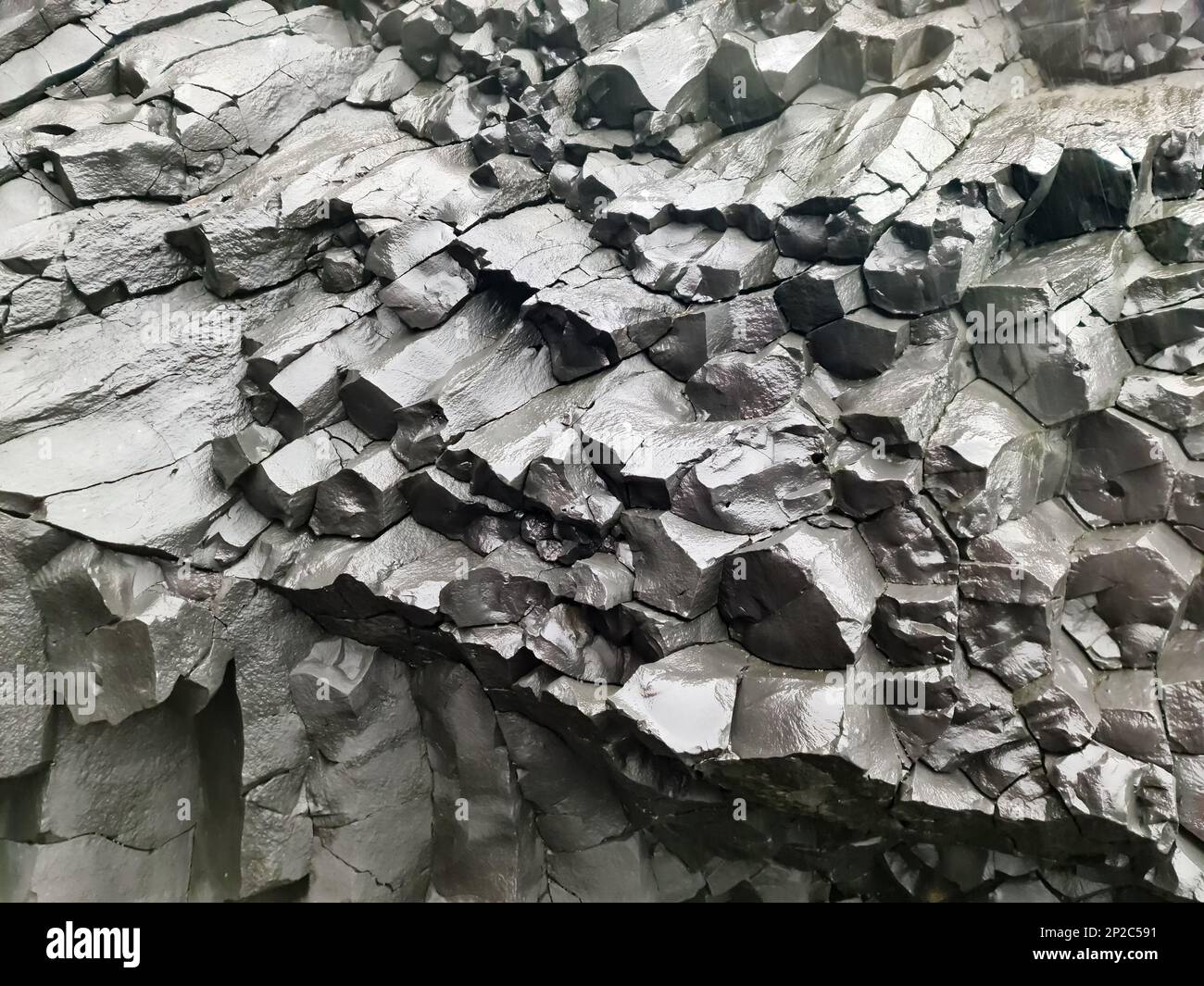 Amazing basalt rock structures at Endless Black Beach of Iceland Stock ...