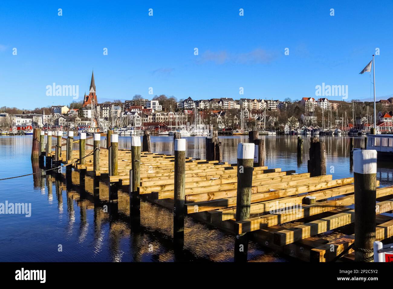 Flensburg, Germany - 03 March 2023: View of the historic harbour of ...