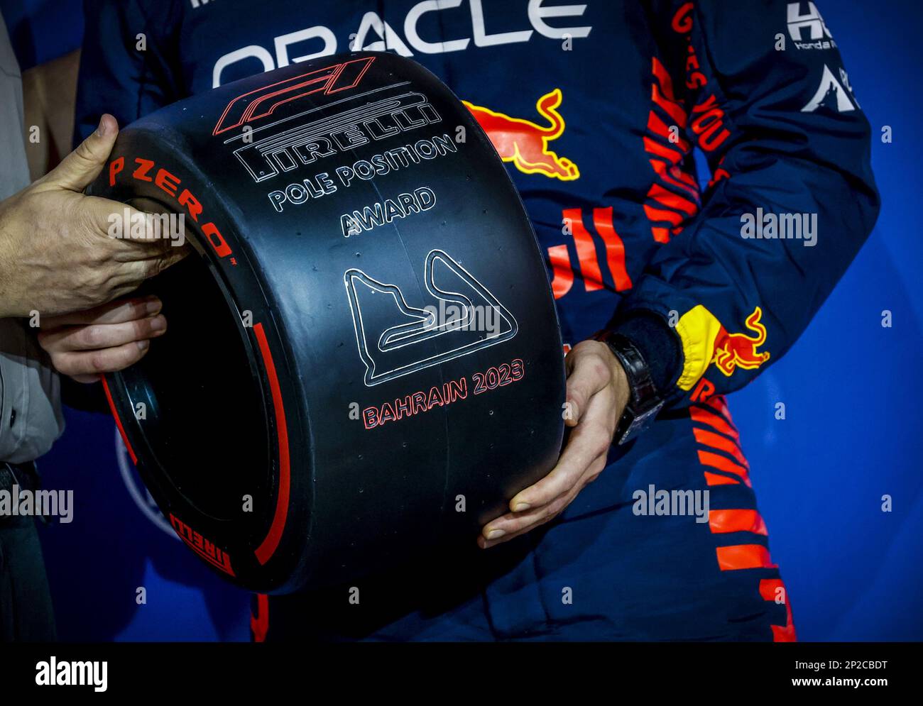 BAHRAIN - Max Verstappen (Red Bull Racing) with his pole position ...