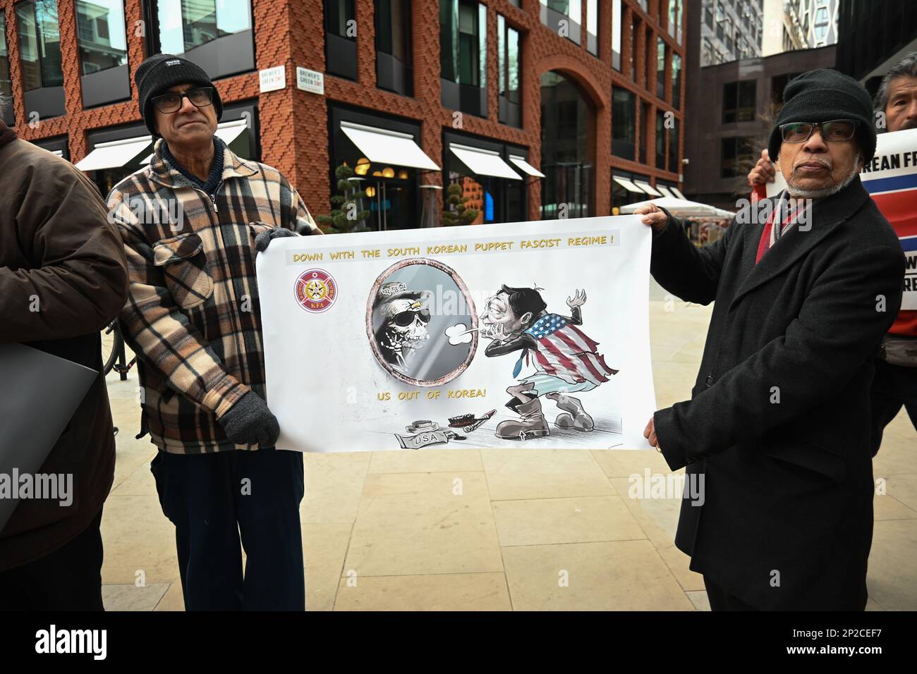 4th March 2023. South Embassy, London, UK. KFA UK and Songun political demonstration against ...