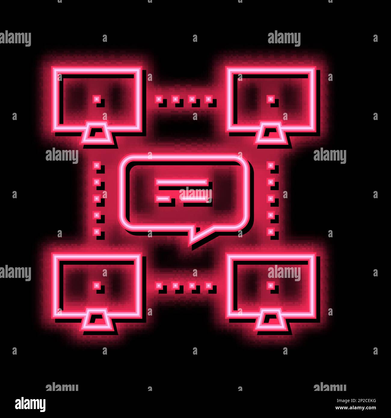 network computer users communication neon glow icon illustration Stock ...