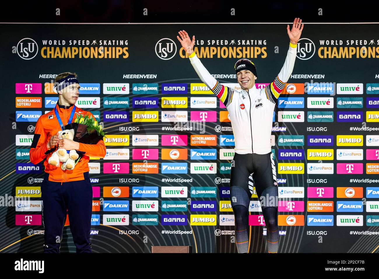 HERENVEEN - Bart Hoolwerf (NED), Bart Swings (BEL) on the podium after ...