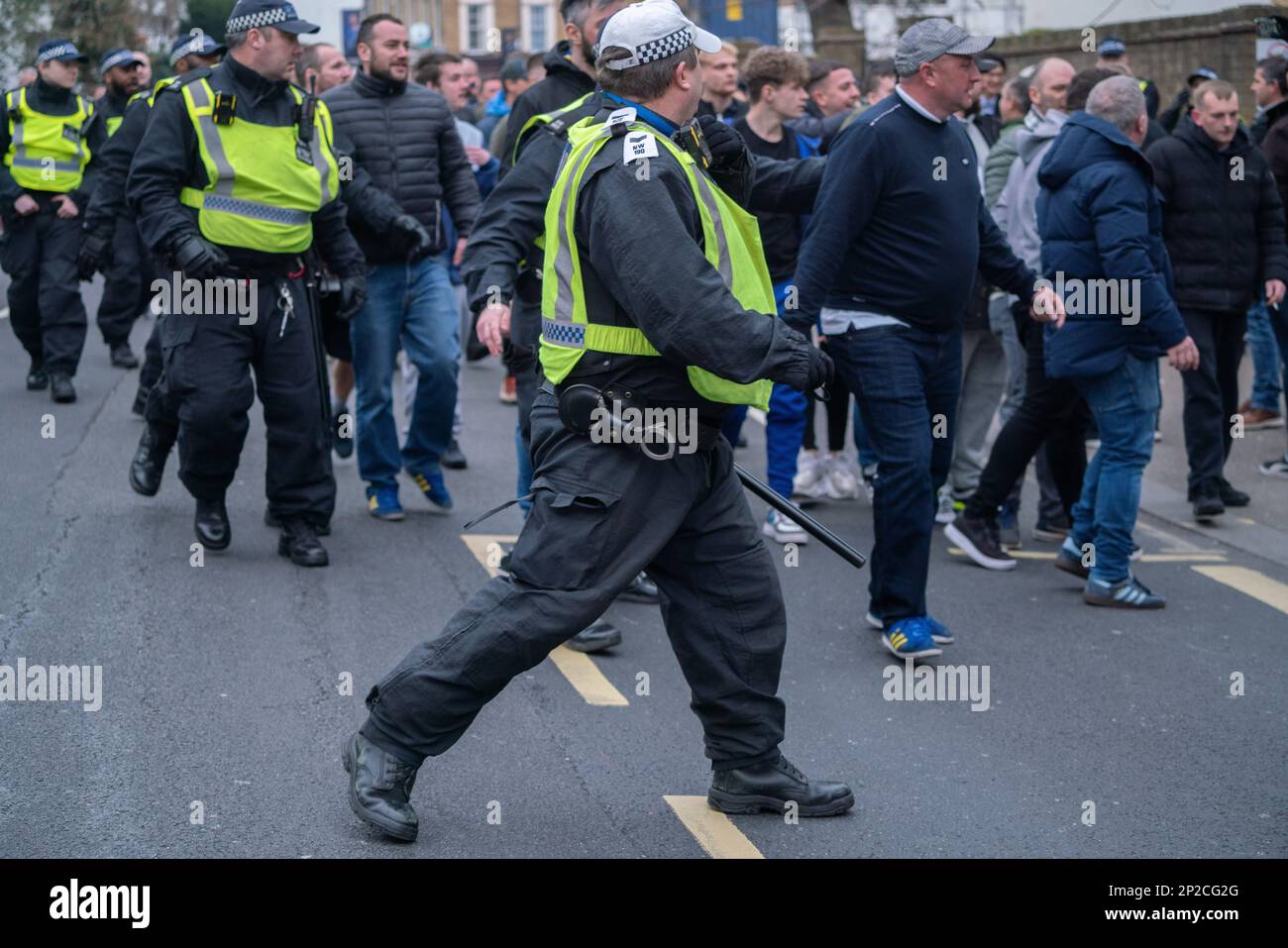 Police escort football fans hi-res stock photography and images - Alamy