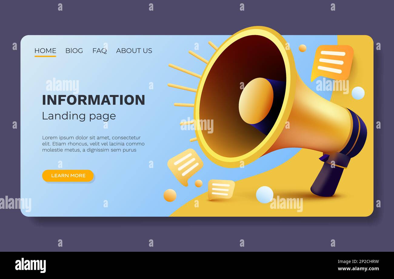 Megaphone landing page banner information, business communication ...