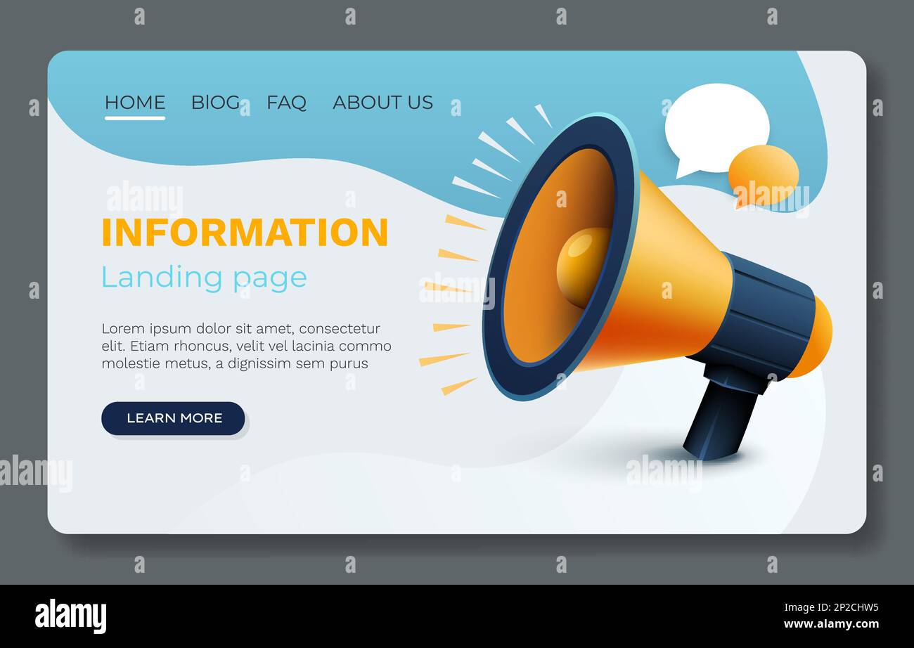 Megaphone landing page banner information, business communication ...