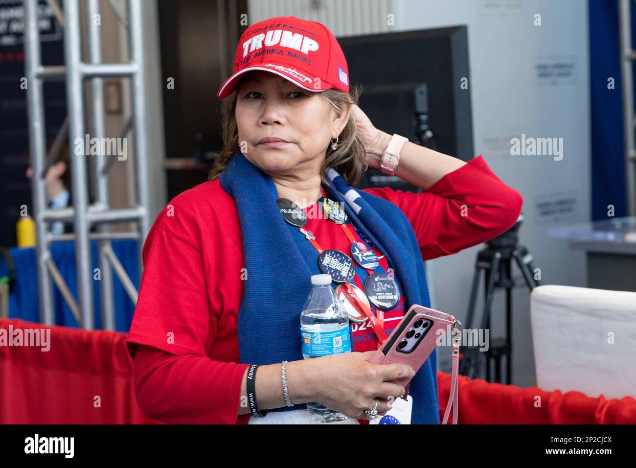 Participant poses on the 3rd day of CPAC Washington, DC conference at ...