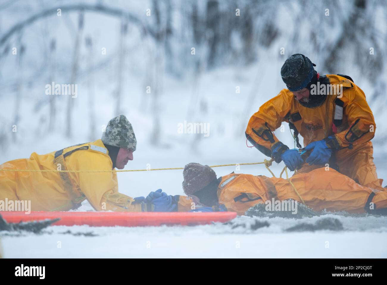 U.S. Air Force fire protection specialists assigned to the 673d Civil ...