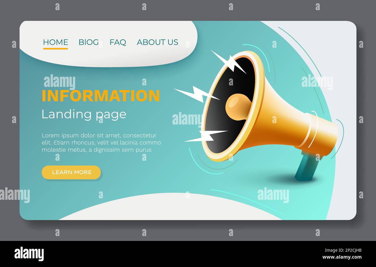 Megaphone landing page banner information, business communication ...