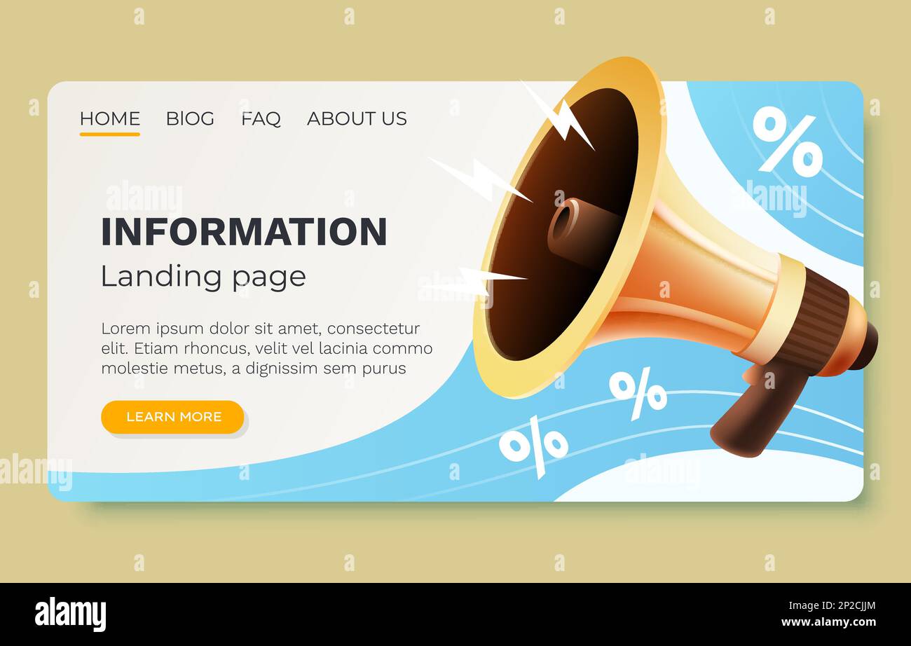 Megaphone landing page banner information, business communication ...