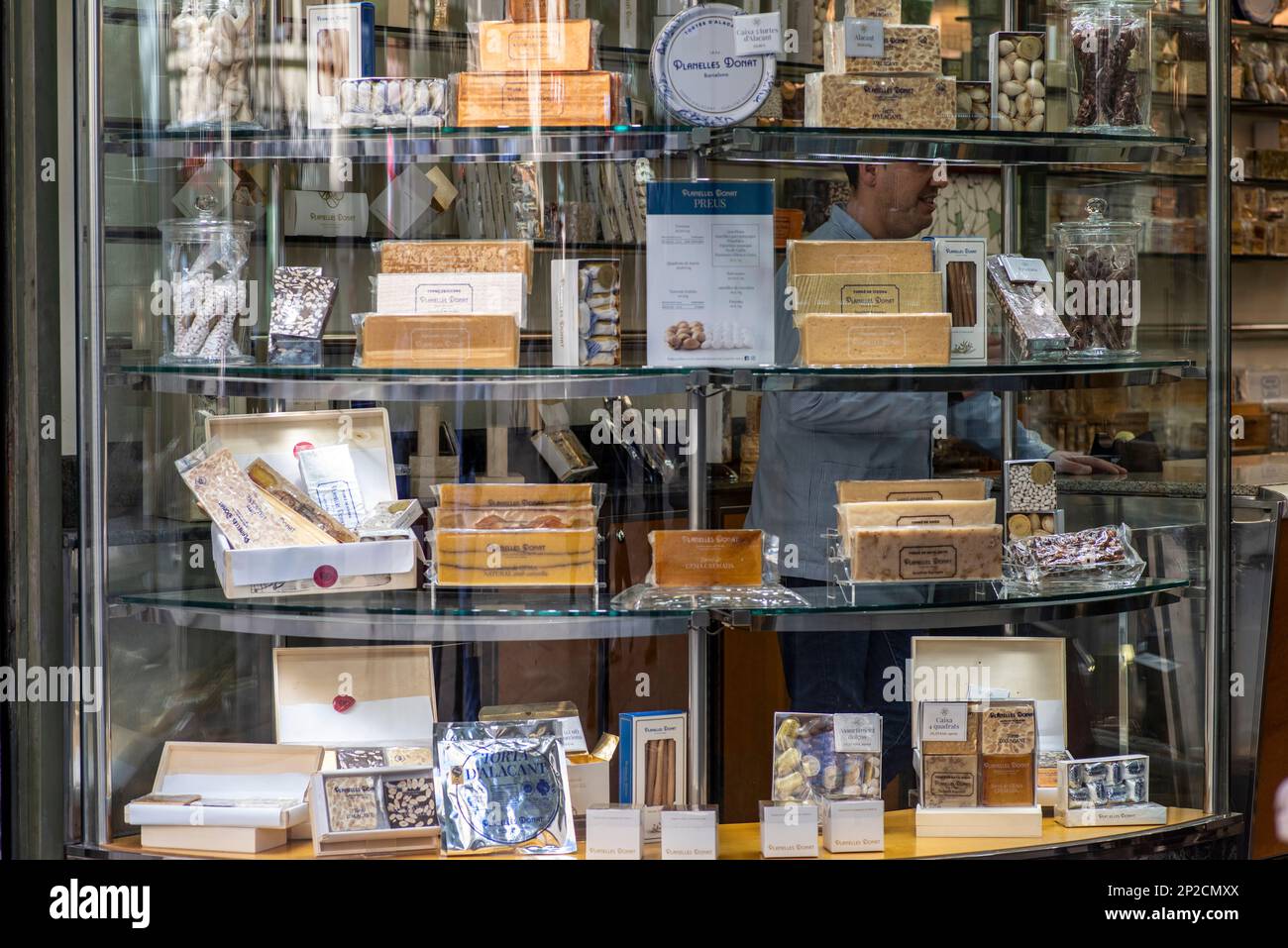 Traditional pastries shop "turron" in Barcelona city. Spain Stock Photo ...