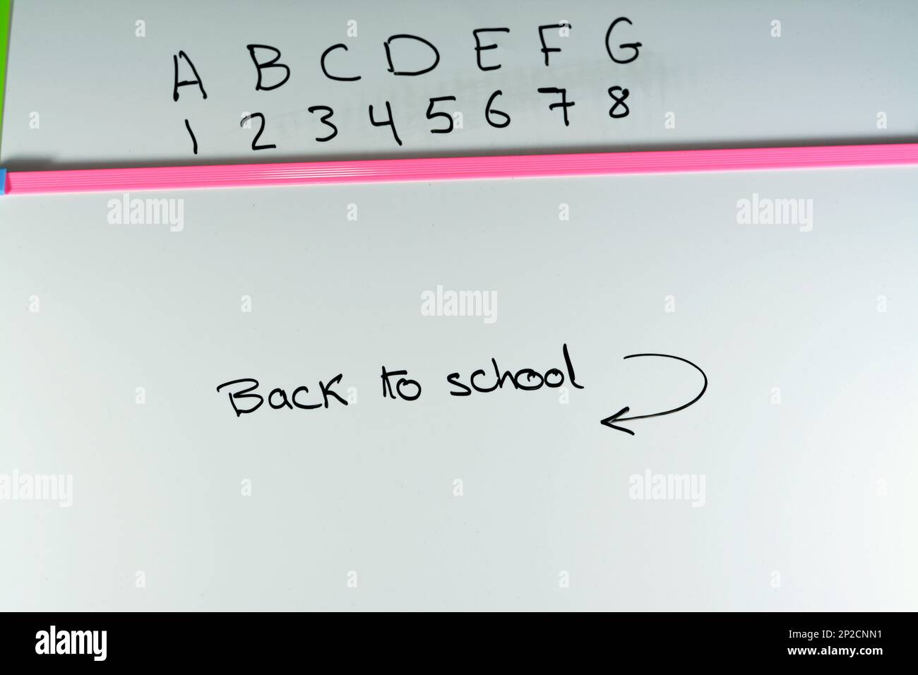 Back to school texture on a school white board for teaching children ...