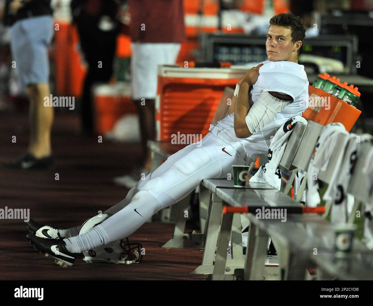 September 19, 2015: Stanford Cardinal kicker (14) Jake Bailey sits on ...