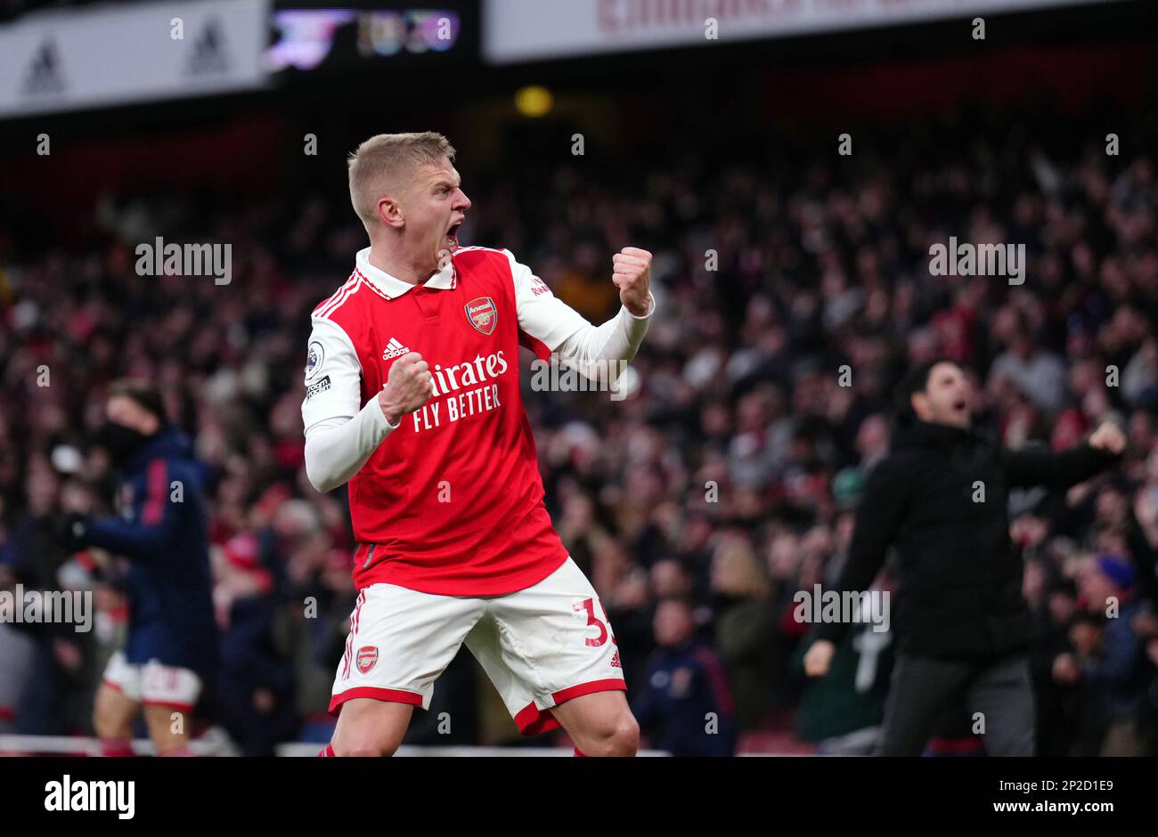 Arsenals Oleksandr Zinchenko Celebrates His Sides Third Goal Scored By
